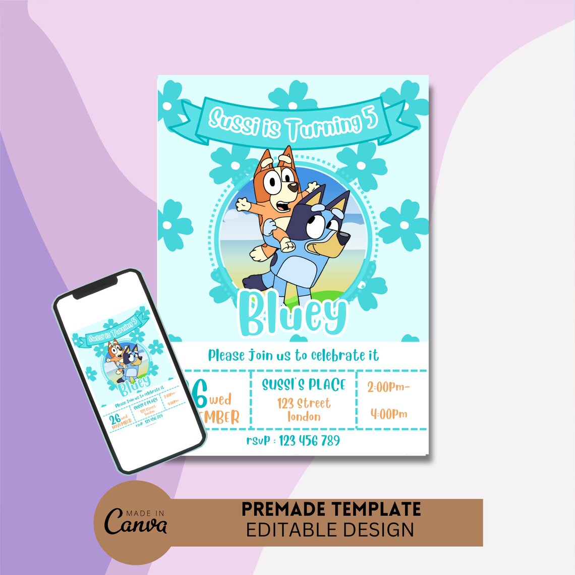 Bluey Birthday Invitation, Bluey Party Invitation, Bluey Invite, Bluey ...