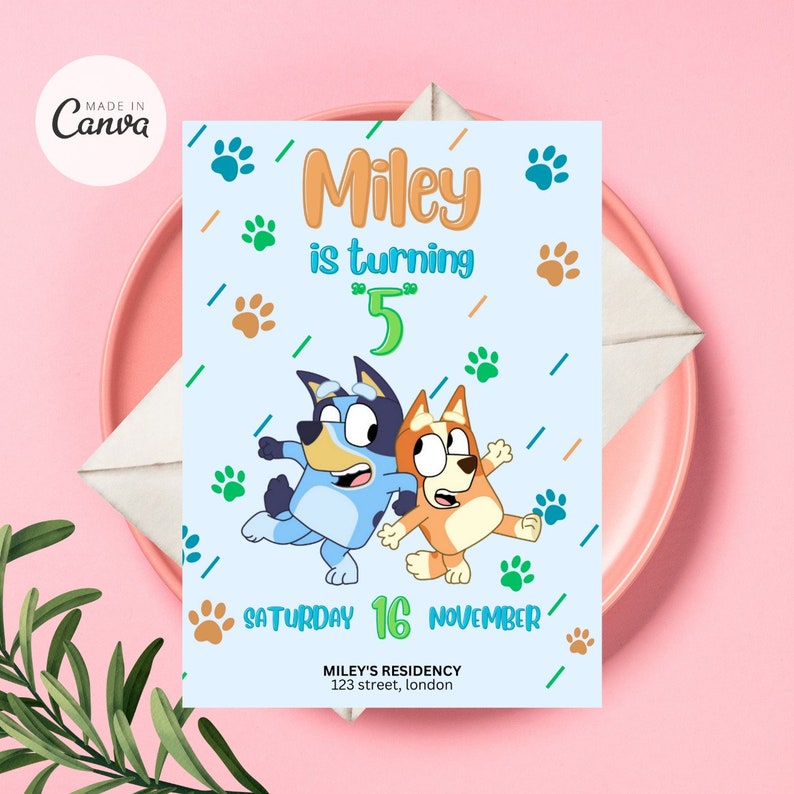 Bluey Birthday Invitation, Bluey Party Invitation, Bluey Invite, Bluey ...