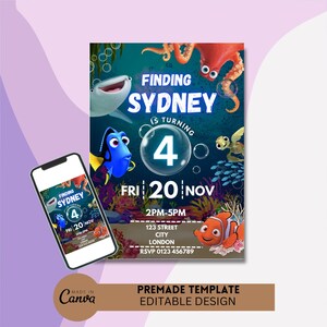 Finding Dory Invitation, Finding Nemo Invite, Finding Dory Birthday ...