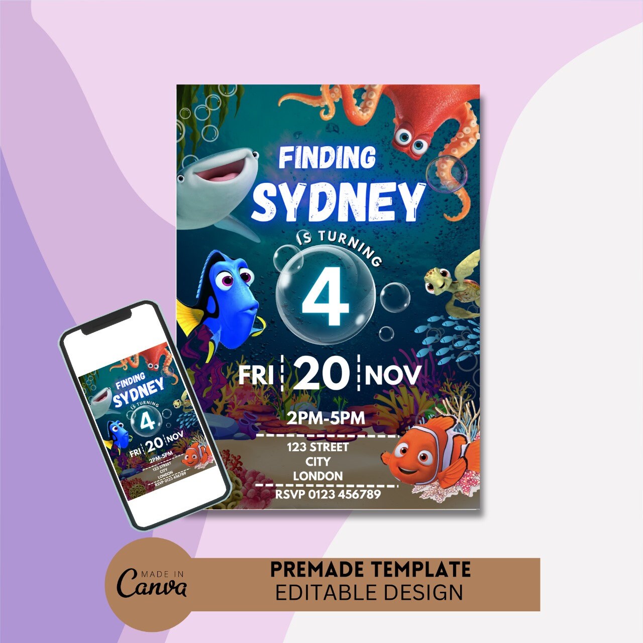 Finding Dory Invitation, Finding Nemo Invite, Finding Dory Birthday ...