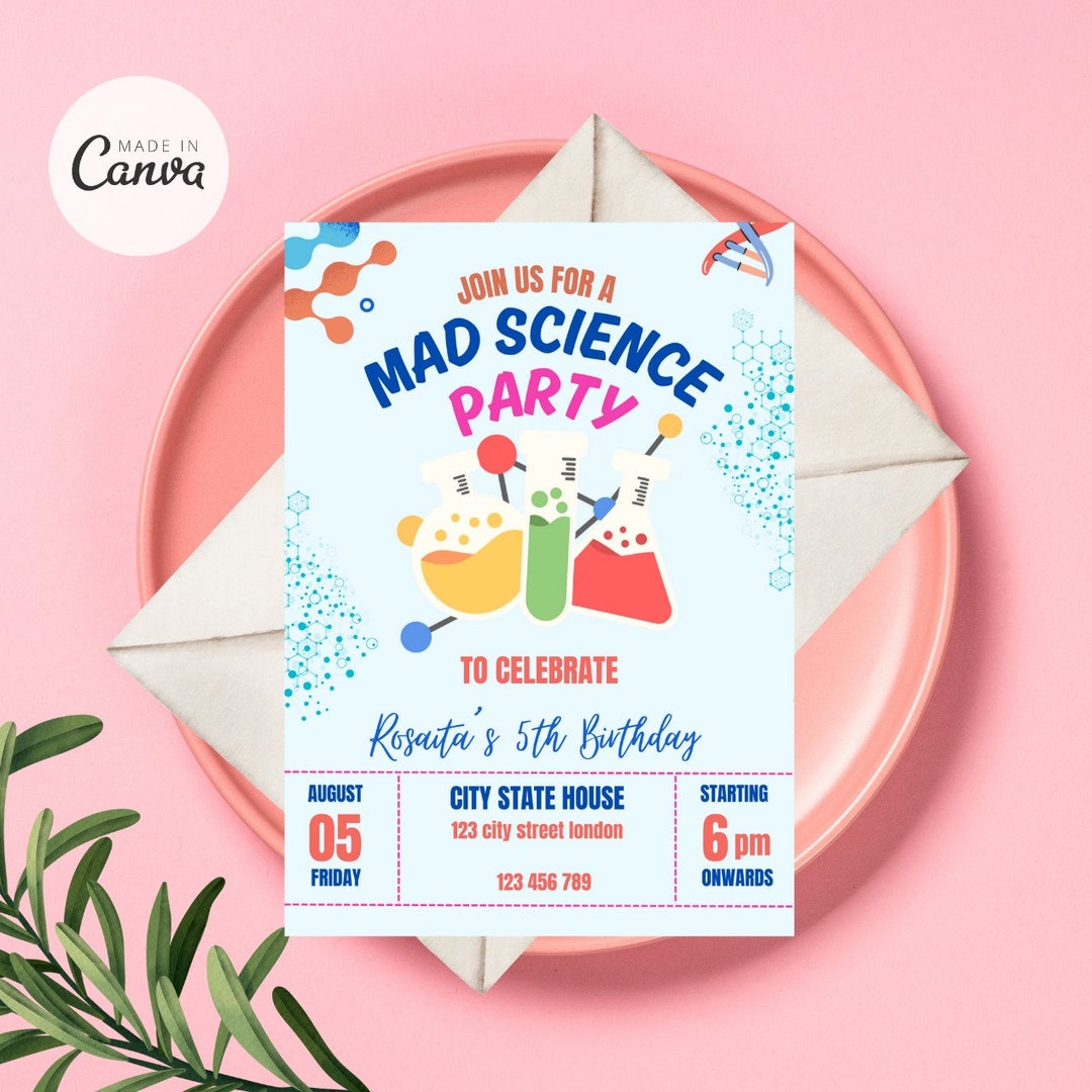 Science Birthday Invitation, Mad Science Party Invitation, Chemistry ...