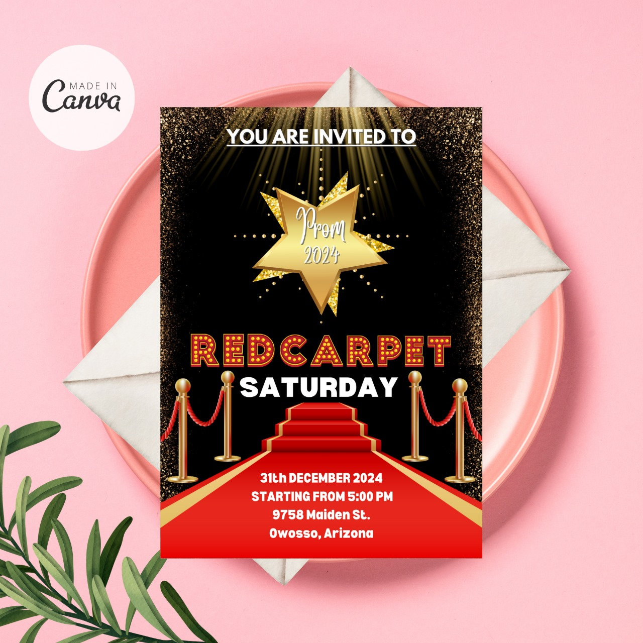 Printable Red Carpet Invitation, Hollywood Theme Party, Red Carpet ...