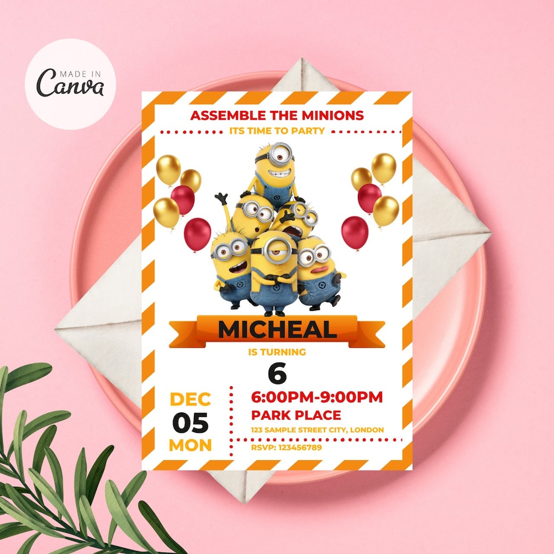 Minion Invitation, Minion Birthday Invitation, Minions Invite, Digital ...