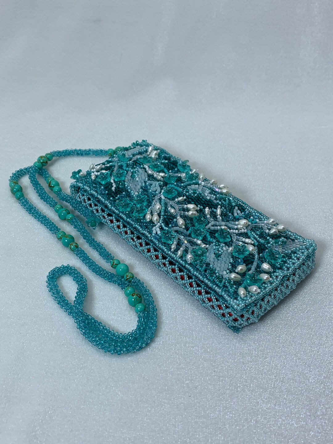Beaded Mobile Phone Case With a String to Wear Around the Neck, Made of ...