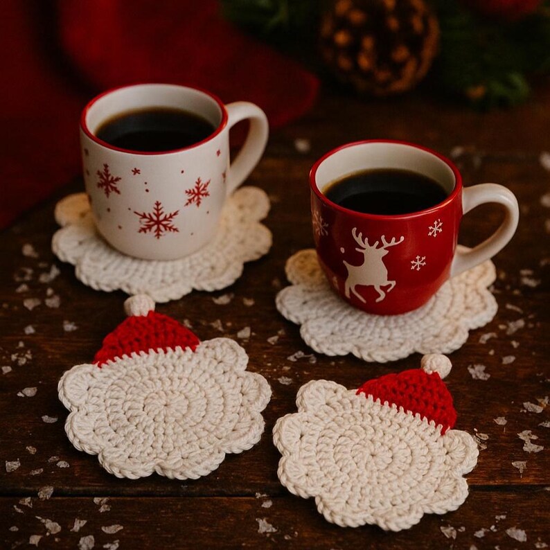 Crochet Santa Coasters - *PATTERN* - Etsy UK