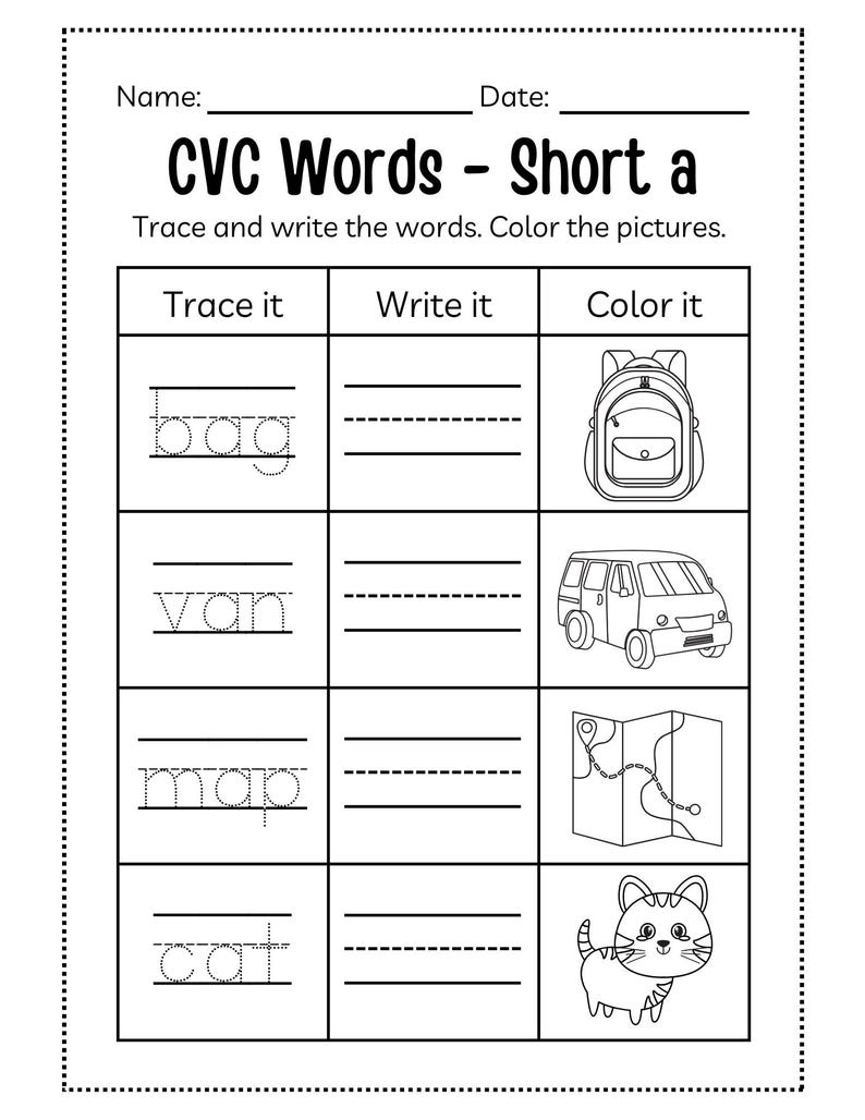 CVC Words - 74-pages Printable Worksheets for Pre-k & Kindergarten ...