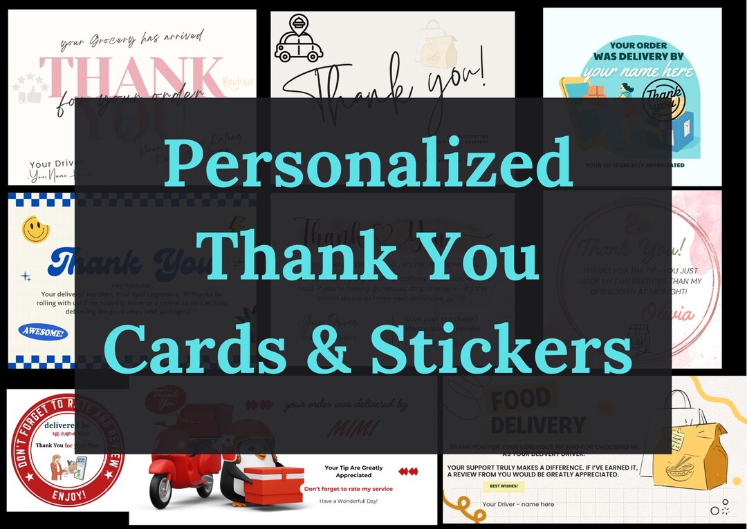 Personalized Thank You Cards & Stickers for Delivery Driver - Doordash ...