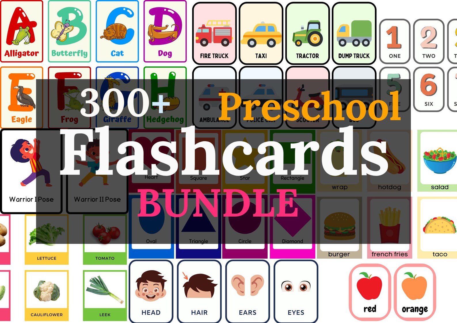 300+ Preschool Flashcards, Montessori Flashcard Bundle, Printable ...