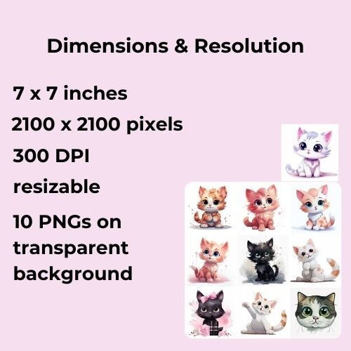 Cats Clipart Bundle PNG, Cute Animals Clip Art, Printable Cat Art ...