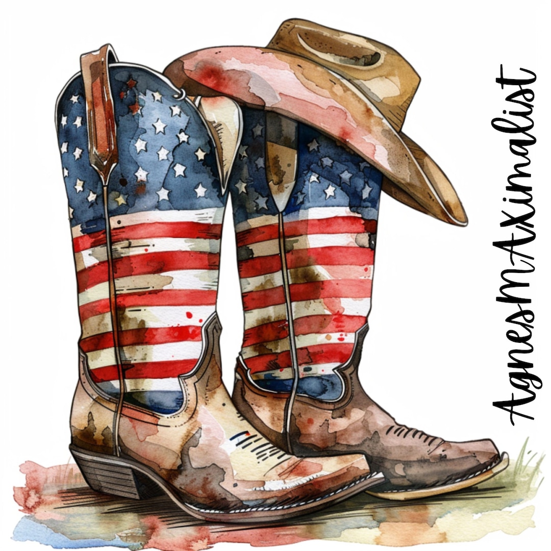 Cowboy Boots Clipart, Watercolor Cowboy Boots PNG, Western Art ...