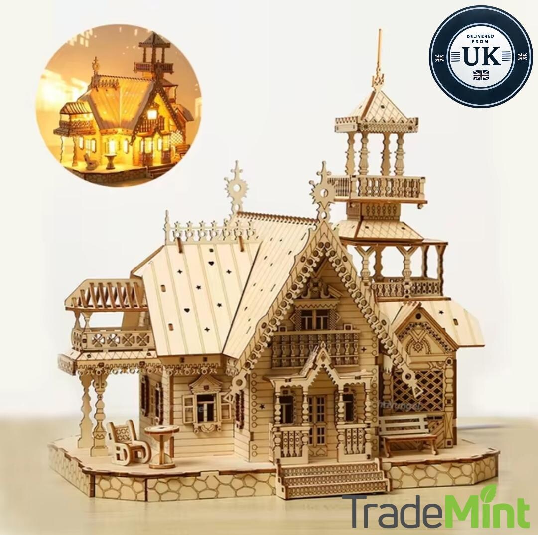 Diy Wooden House 3d Puzzle With Lights | Perfect for Adults & Teens ...
