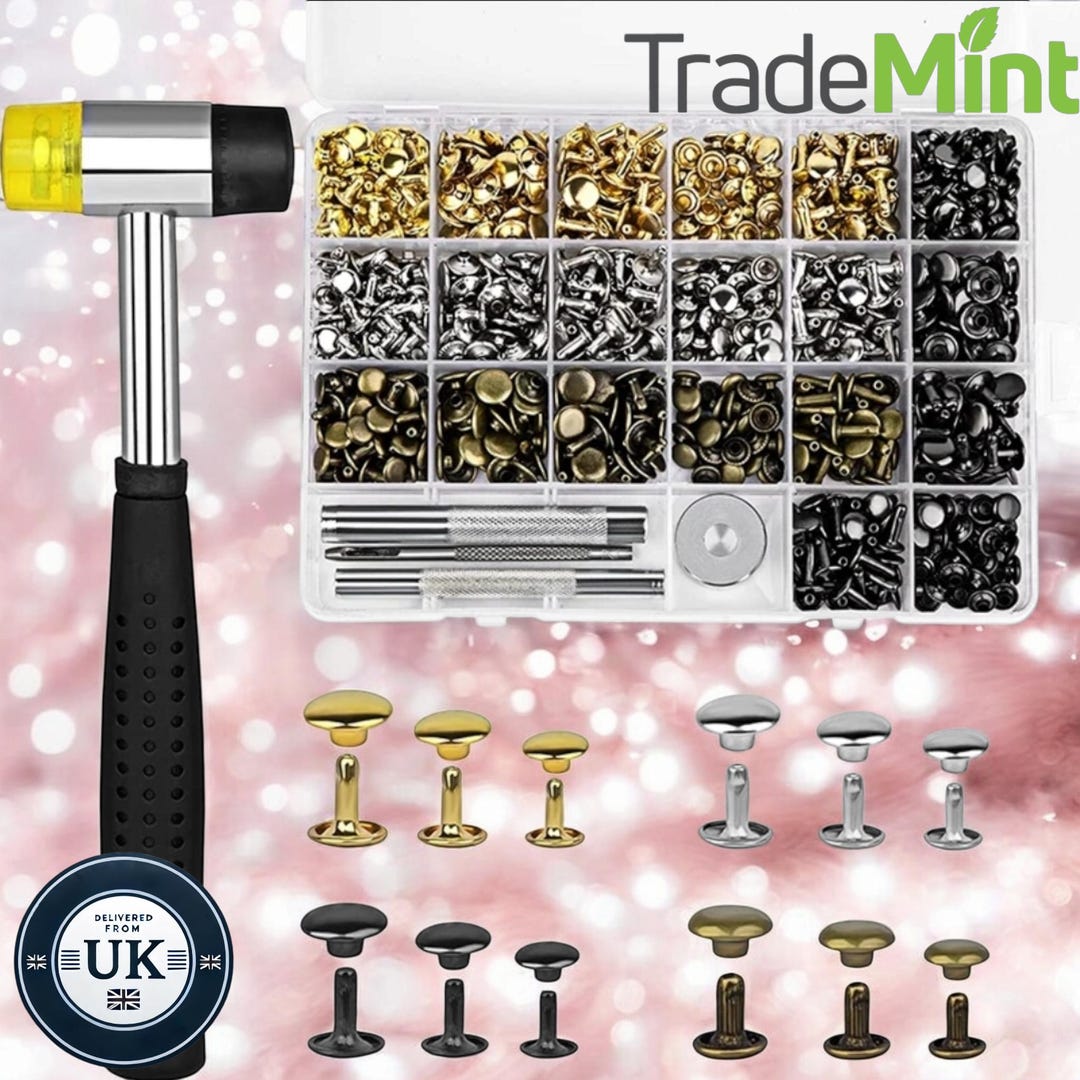 360-piece Leather Rivet Kit Double Cap Rivets With Rubber Hammer ...