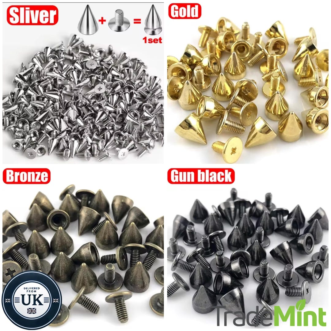 Diy Cone Studs and Spikes Punk Metal Screwback Rivets for Clothes, Shoes, Bags, Belts, and ...