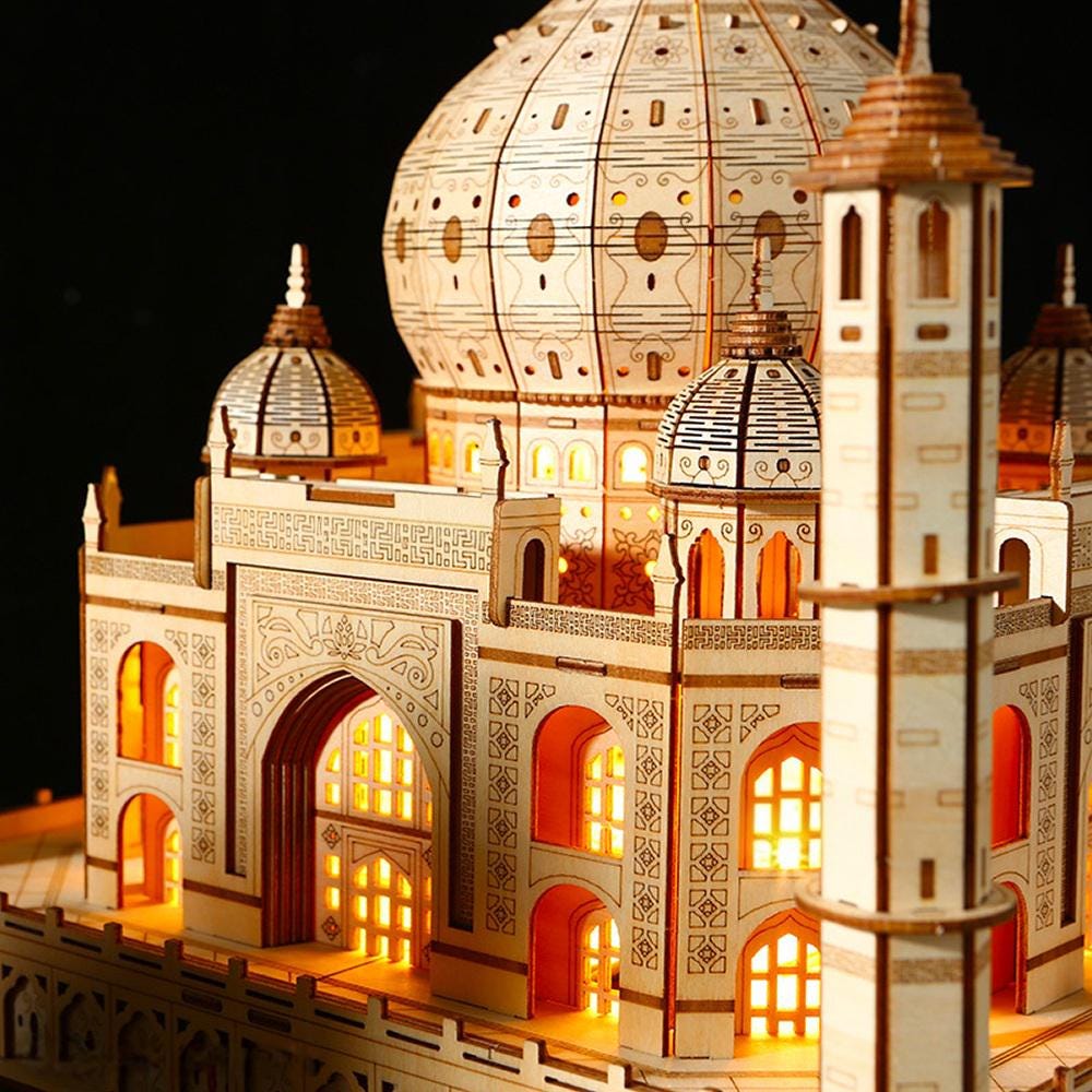 Taj Mahal 3D Wooden Puzzle With LED Light: DIY Architecture Model Kit ...