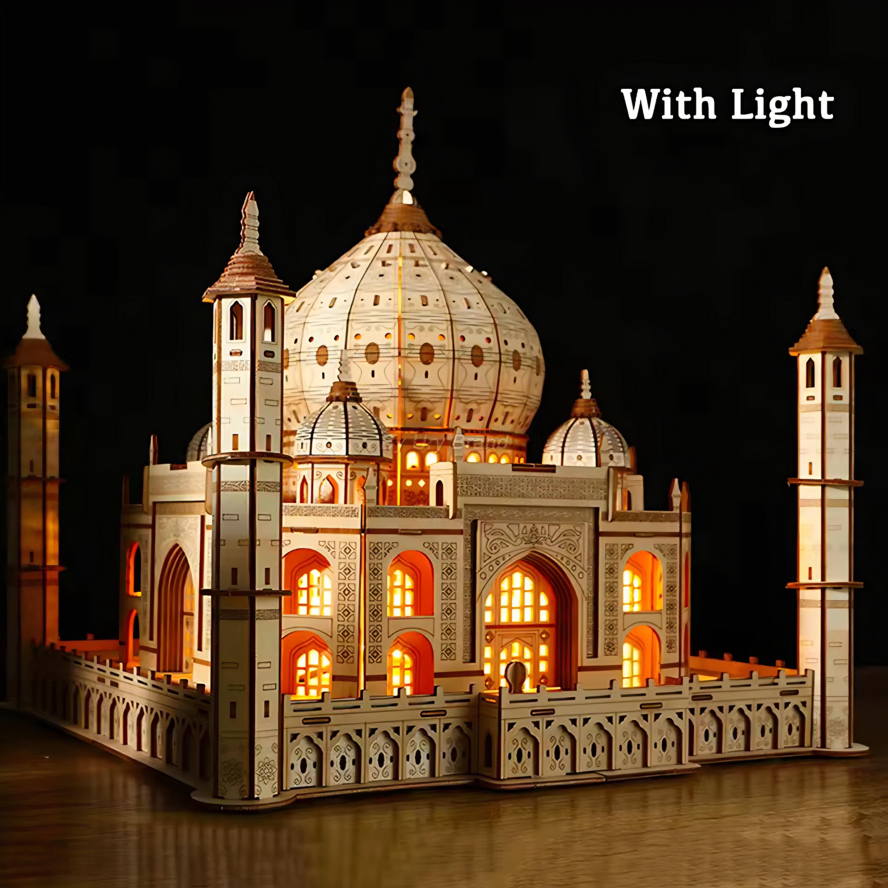Taj Mahal 3D Wooden Puzzle With LED Light: DIY Architecture Model Kit ...
