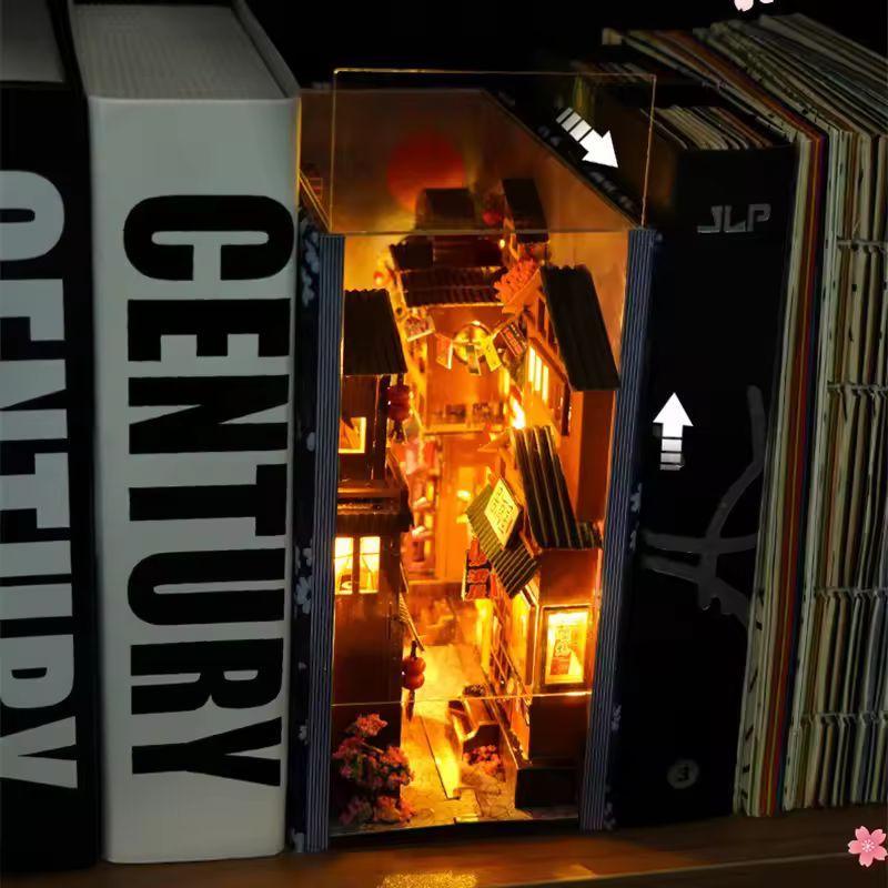 Japanese Sakura Alley DIY Wooden Book Nook Kit | Miniature Bookshelf ...