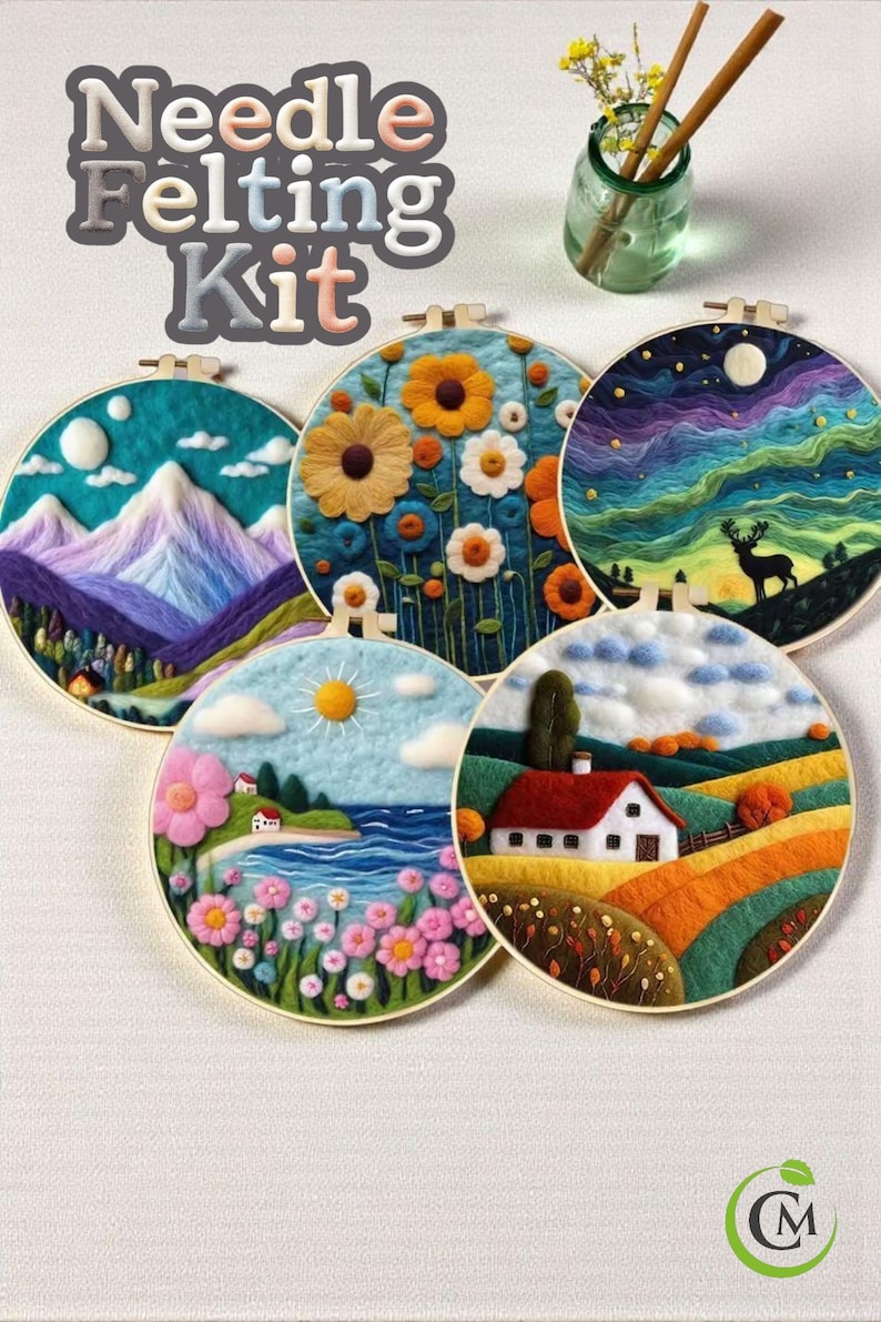 Wool Felting Painting Kit – DIY Needle Felting Craft Set- Nature ...