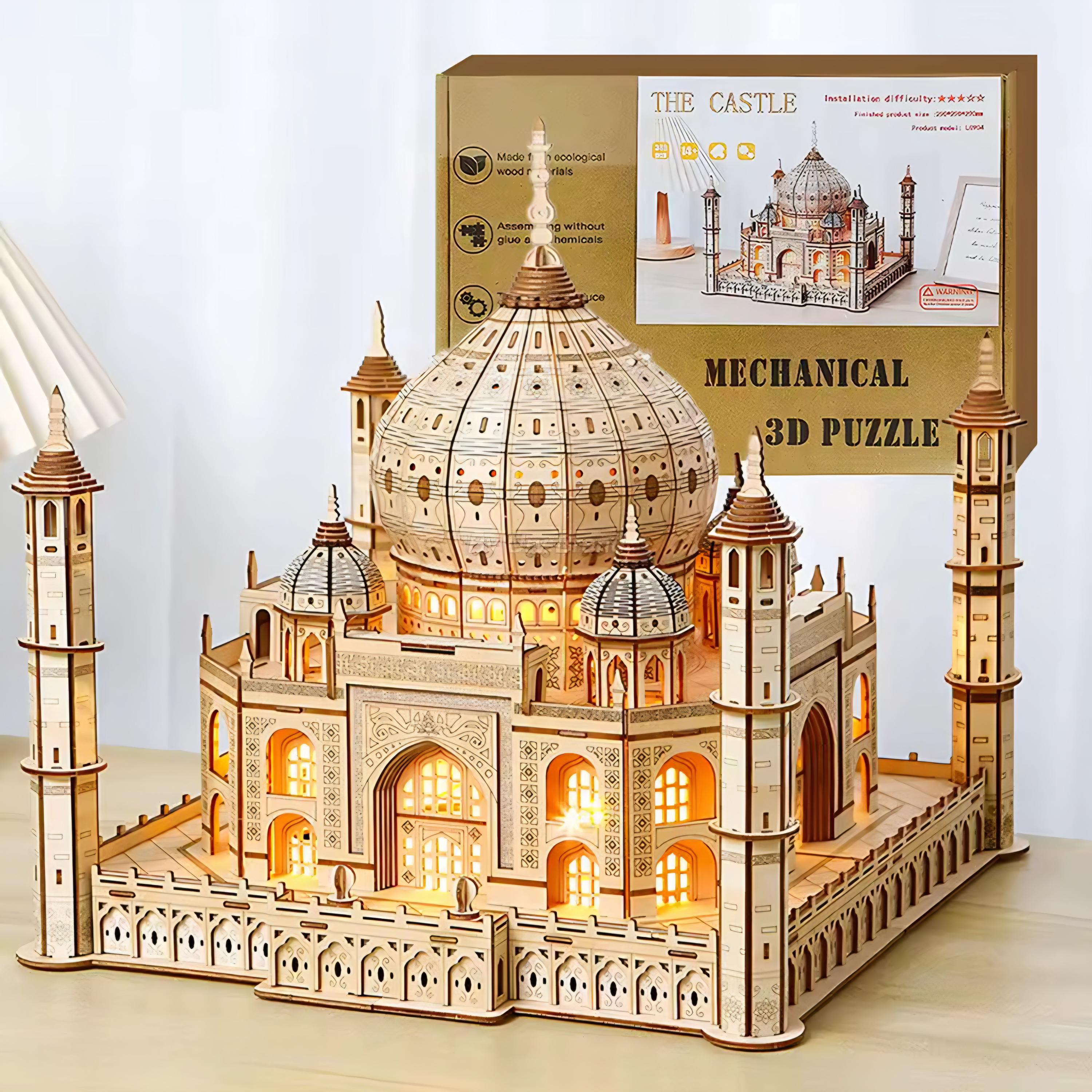 Taj Mahal 3D Wooden Puzzle With LED Light: DIY Architecture Model Kit ...