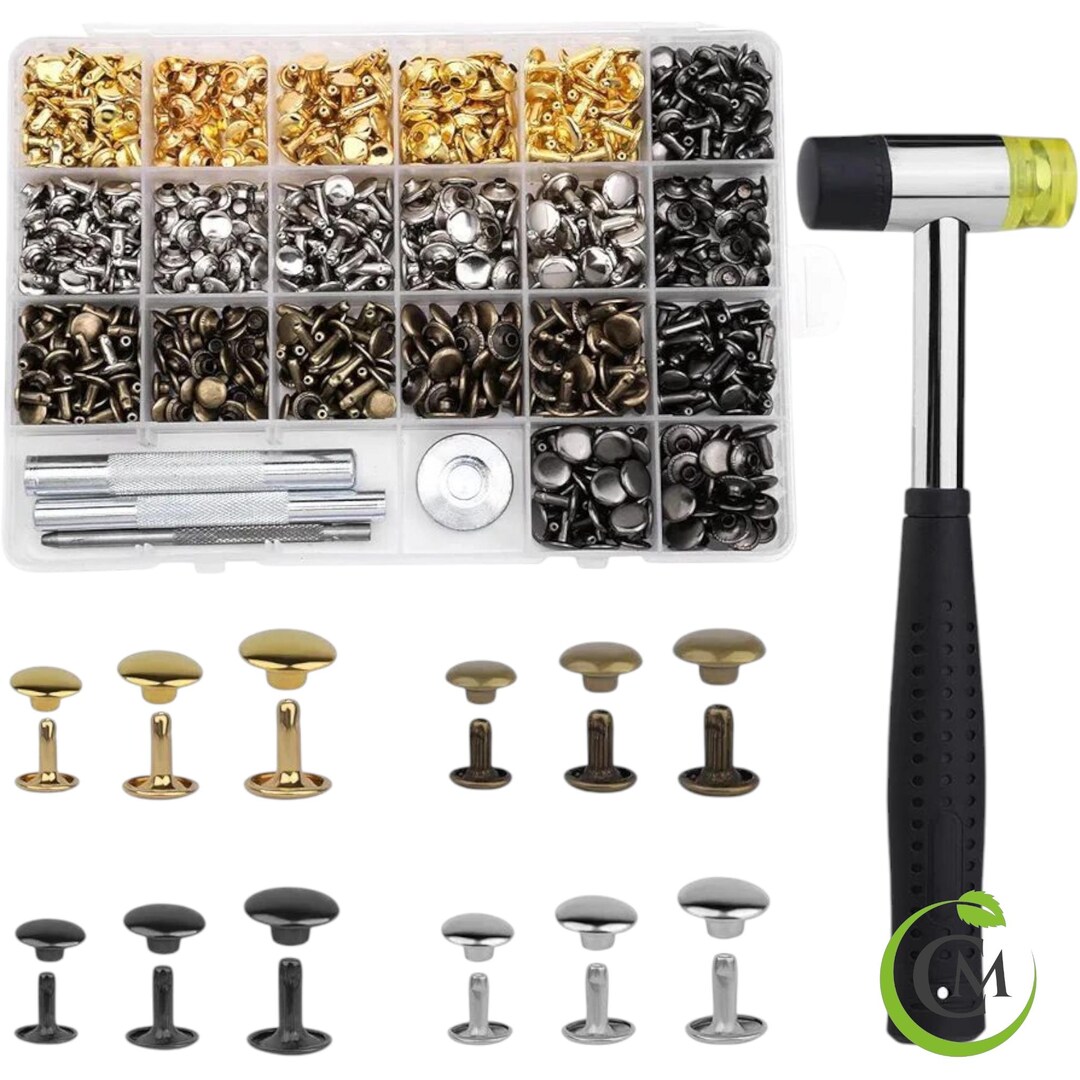 360 Piece Leather Rivet Kit | Double Cap Rivets & Tool Set for DIY ...