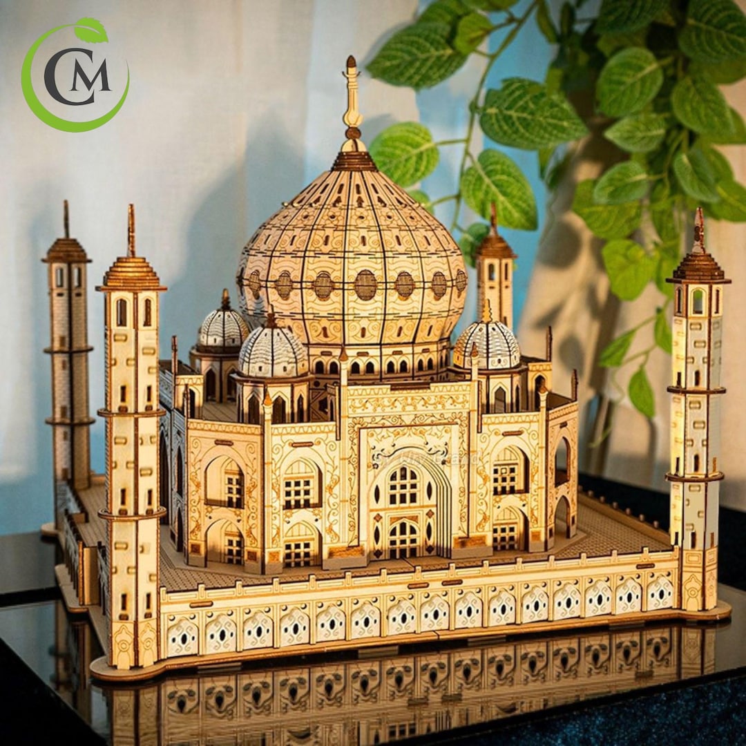 Taj Mahal 3D Wooden Puzzle With LED Light: DIY Architecture Model Kit ...