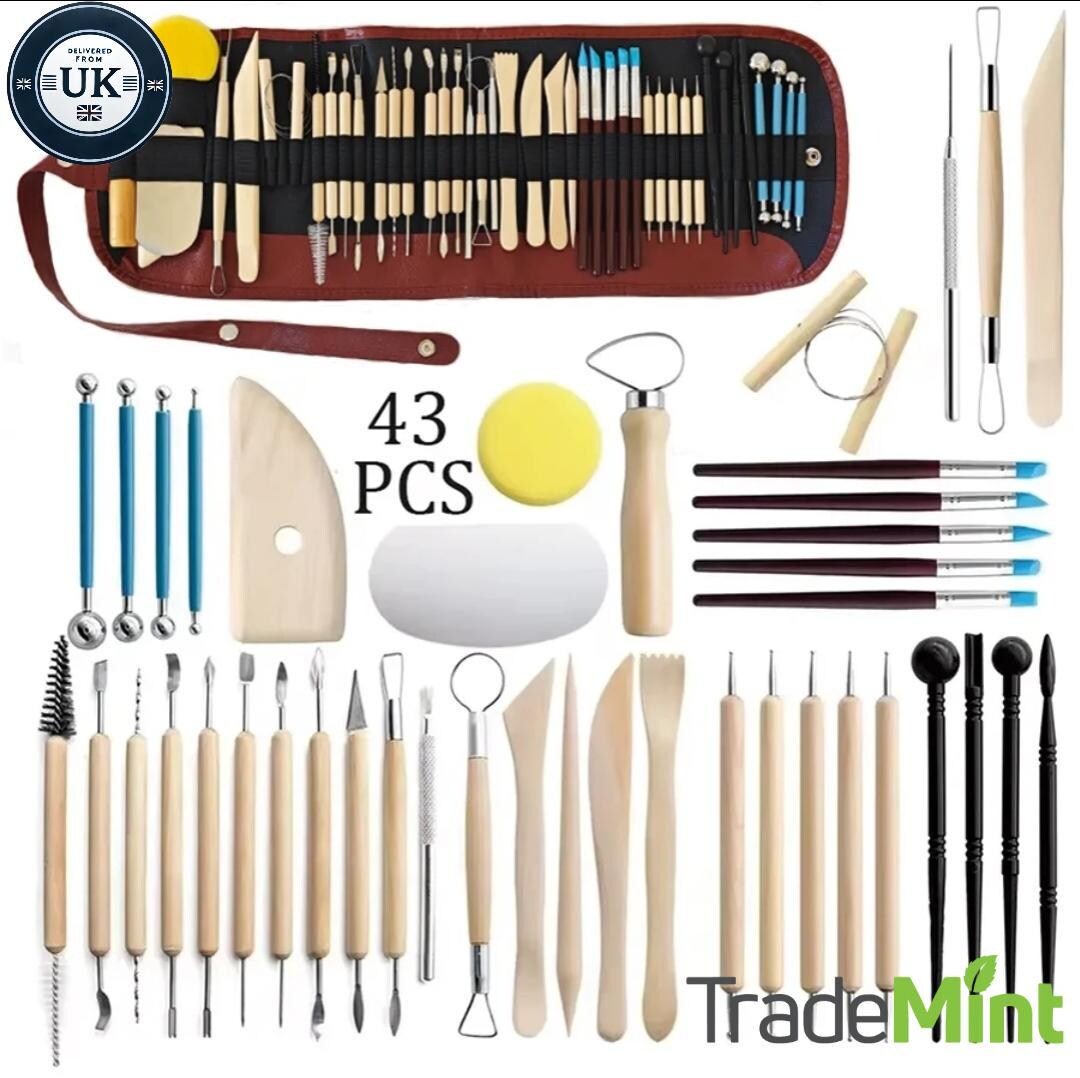 43-piece Pottery Sculpting Tools Kit | Clay Modeling and Carving Set ...