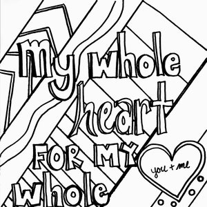 Valentine's Day Coloring Page Printable - 3 Pack - "my Whole Heart" - Etsy