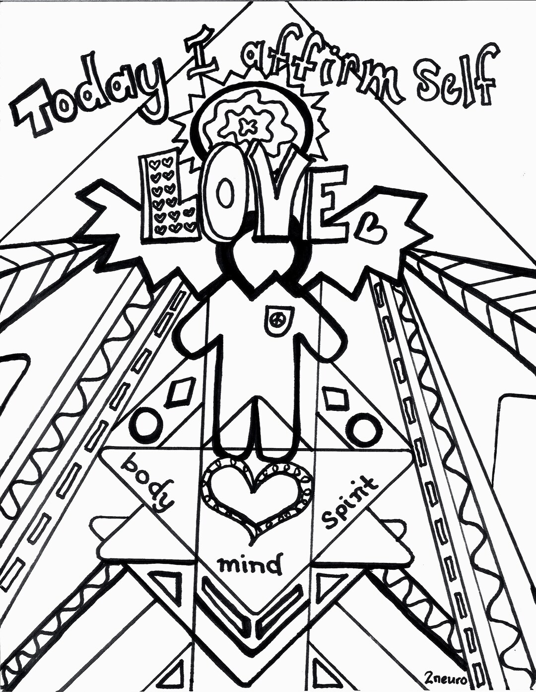 Self Care Coloring Page - Affirmations - Today I Affirm Self Love ...