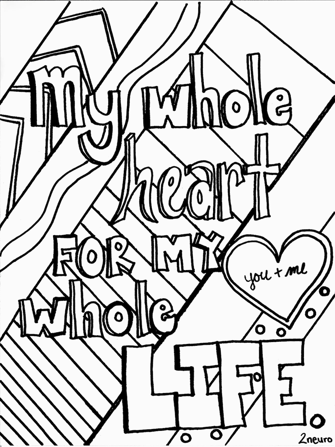 Valentine's Day Coloring Page Printable - 3 Pack - "my Whole Heart" - Etsy