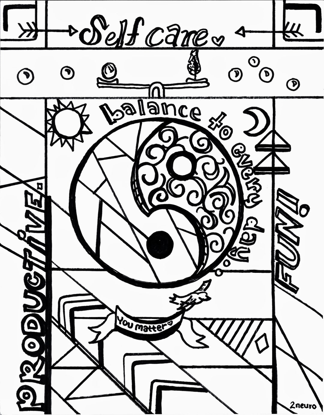 Self Care Coloring Page - Balance - Printable - Etsy