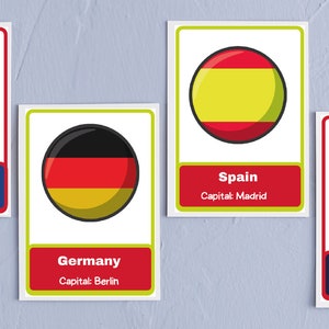 16 World Country Flags Flash Cards, Flags of Nations Pdf Instant ...