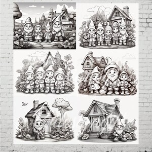 25 Enchanted Gnomes Coloring Book, Printable Magical Gnomes, Adults ...