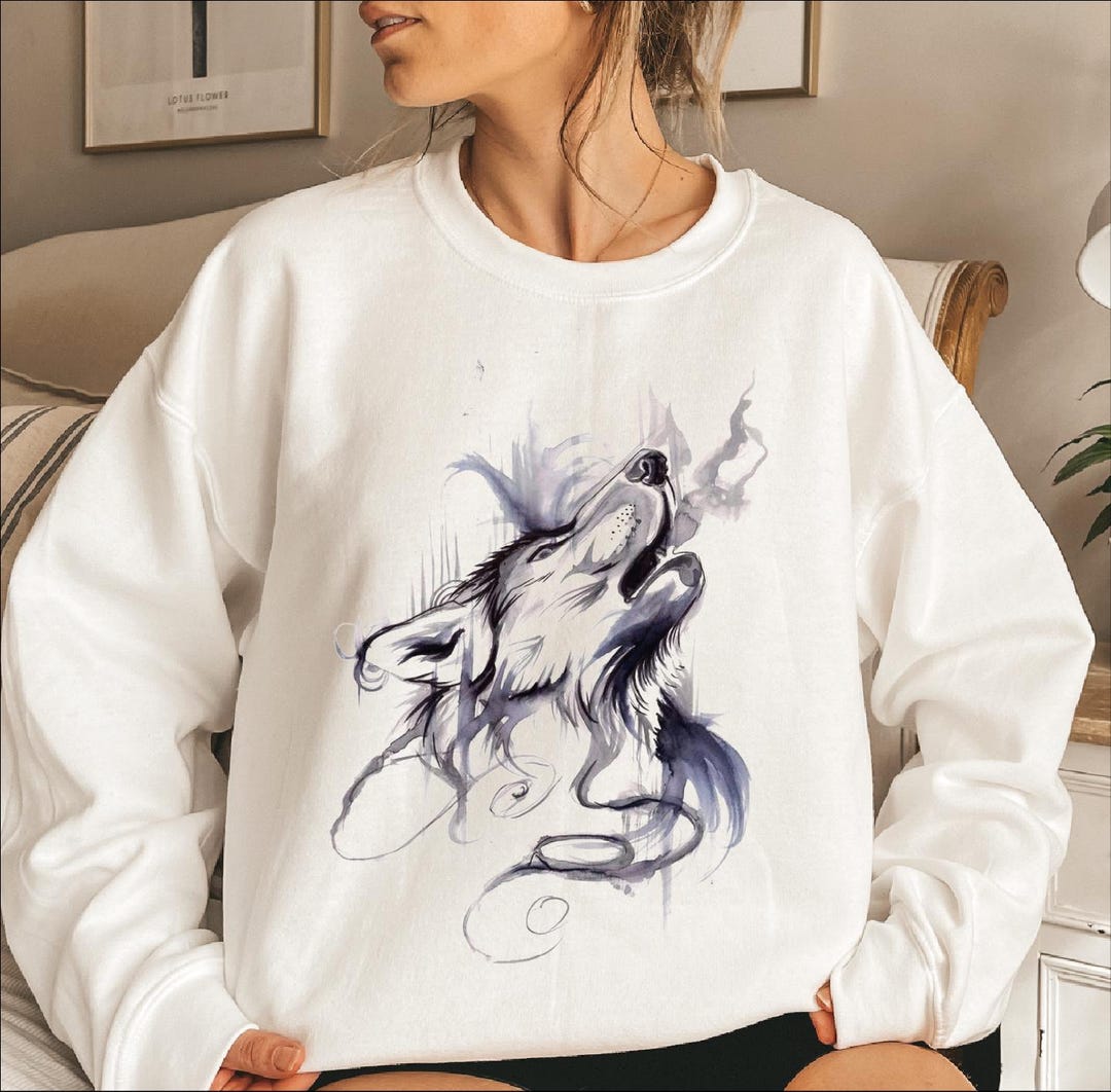 Magnificent Artistic Wolf Painting Sweatshirt, A Great Design Wolf ...