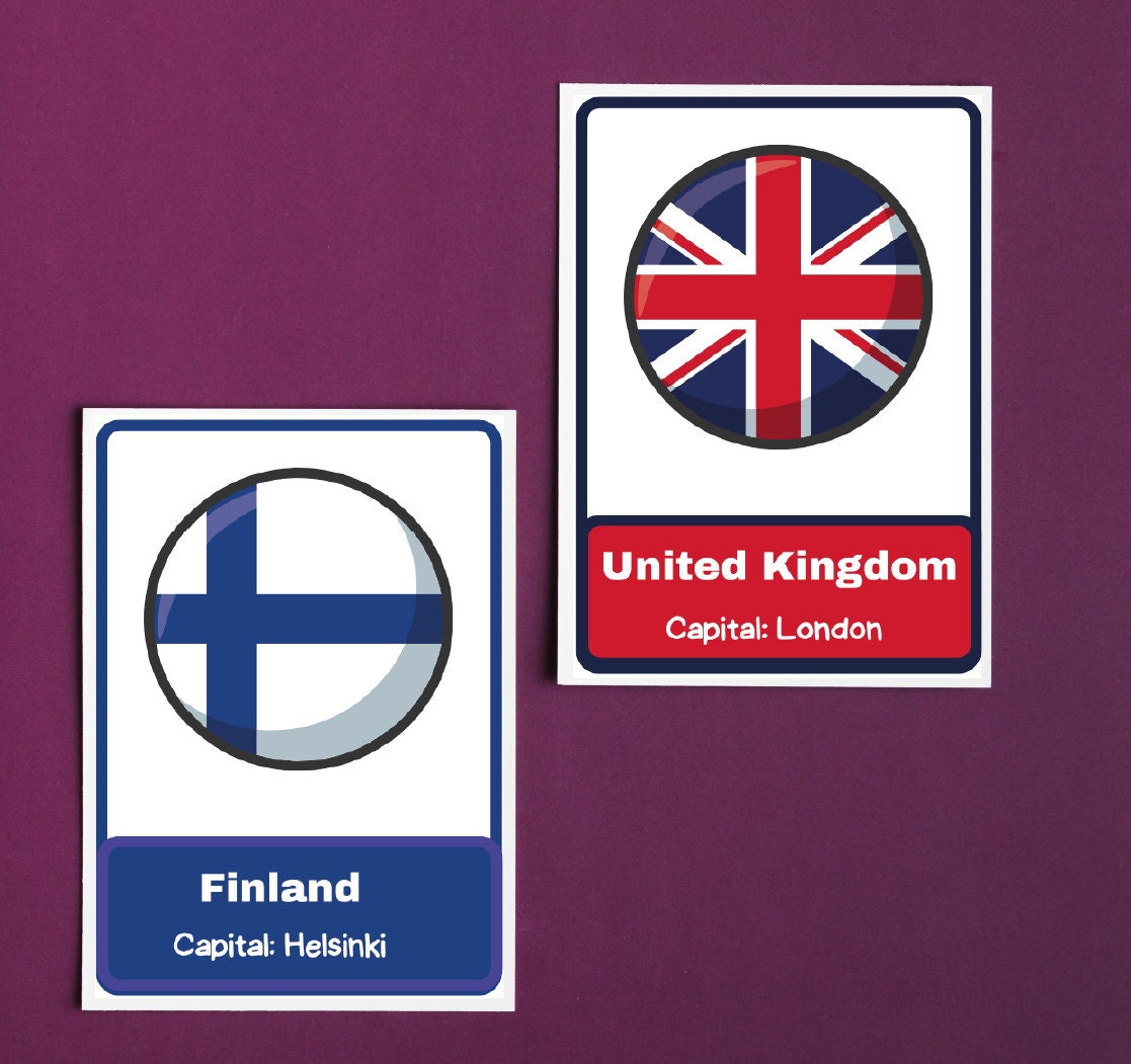 16 World Country Flags Flash Cards, Flags of Nations Pdf Instant ...