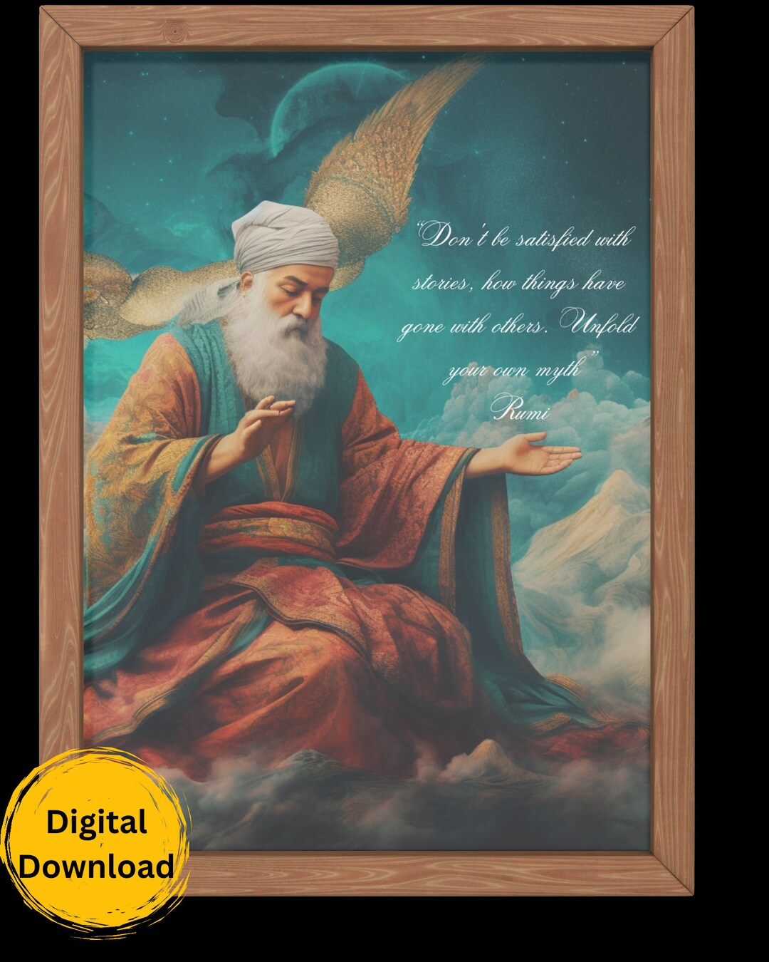 Rumi Poet Wall Art Rumi Wall Art Motivational Art Inspirational Art