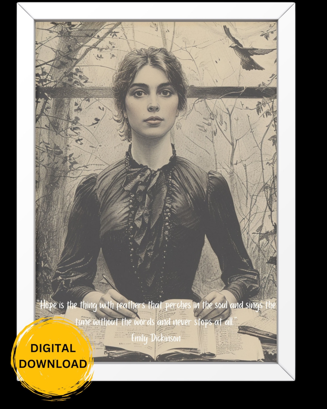 Emily Dickinson Art, Emily Dickinson Quote, Motivational Quote ...