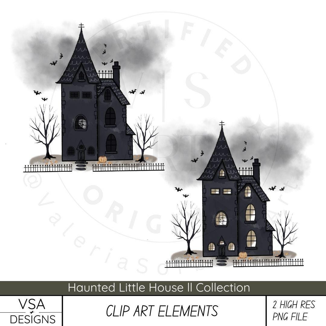 Haunted House Clip Art, Spooky Halloween Digital Download, Gothic House ...