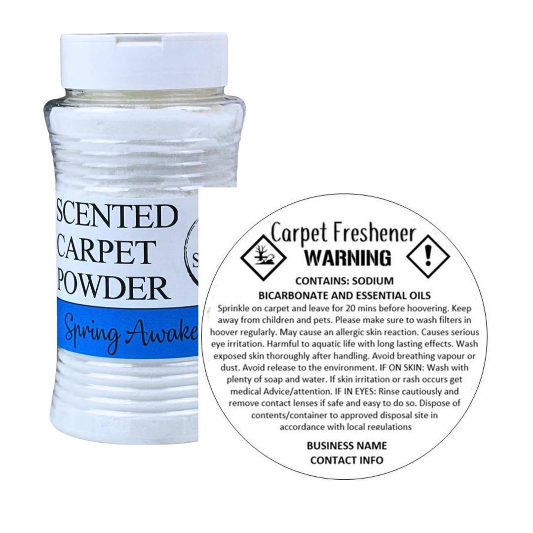 Personalised Carpet Freshener CLP Labels, Detailed Ingredients, Custom ...