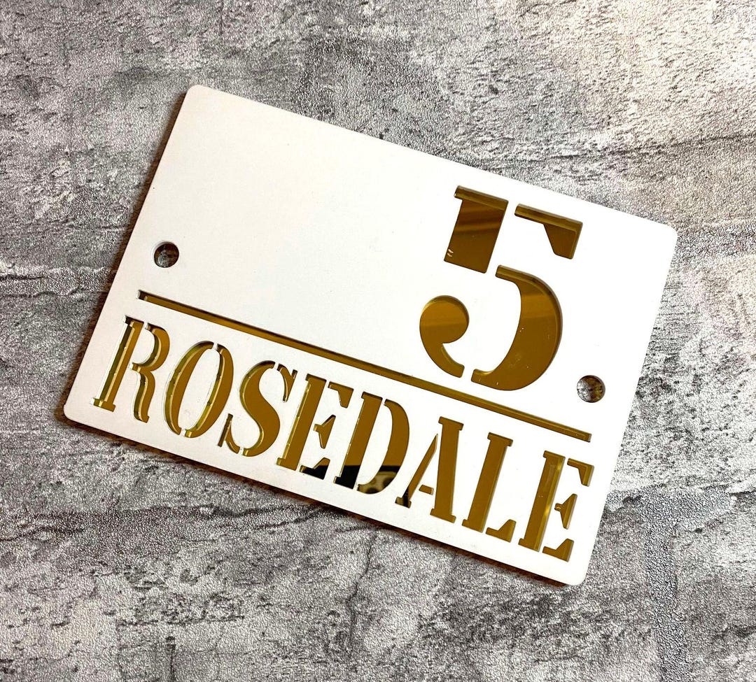 Personalised Acrylic Number Door Sign, Number Door Plaque, Mirror House ...