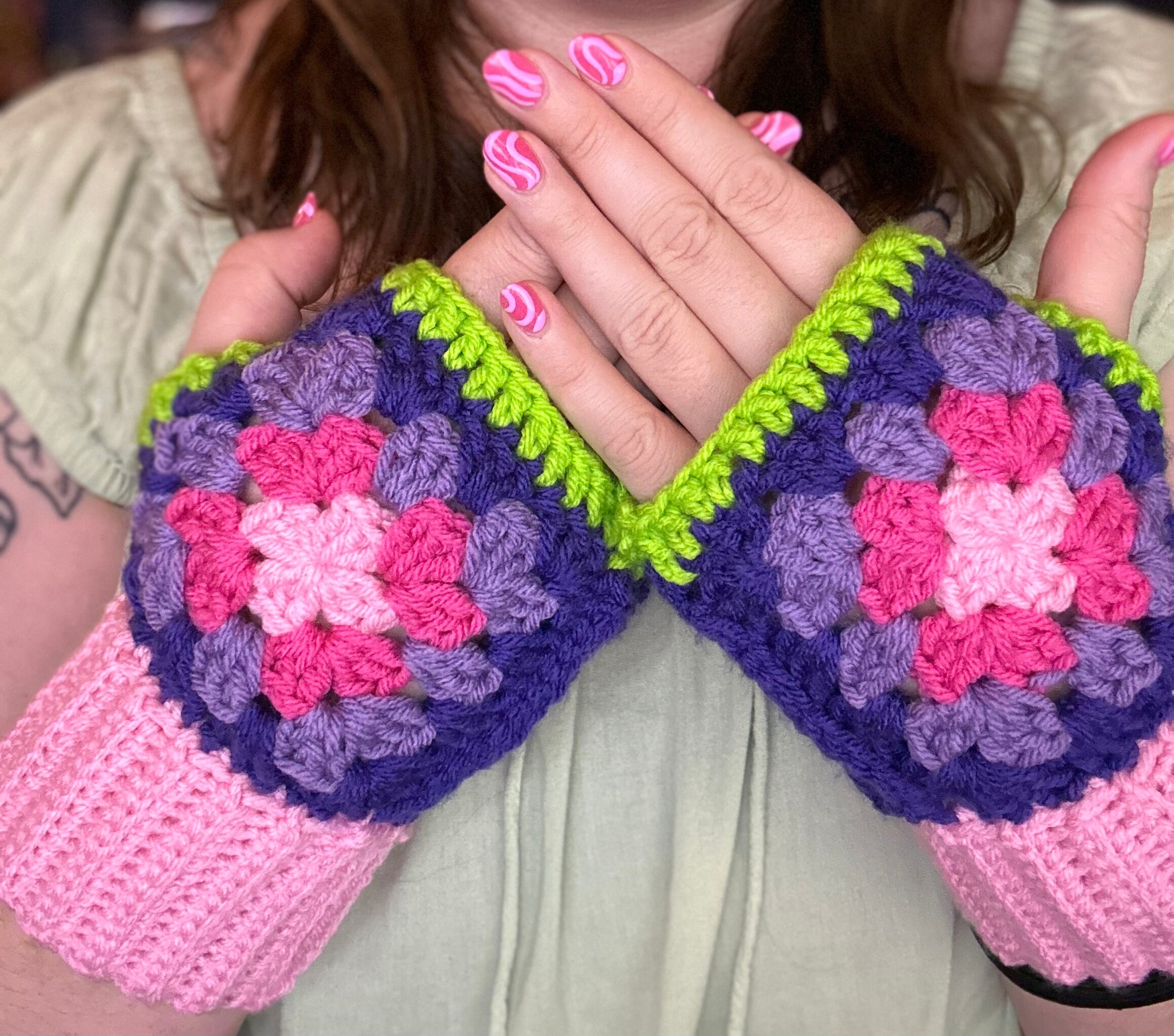 Crochet Granny Square Fingerless Gloves - Etsy