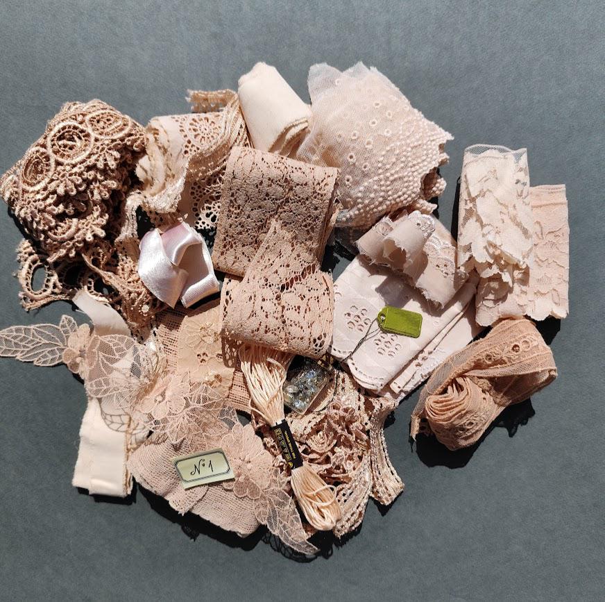 Peach Lace Scrap Fabric Set: Vintage Textile for Dolls, Crafts - Etsy