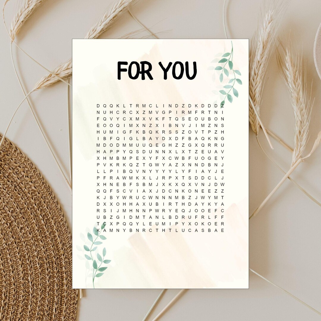 Personalized Word Search Puzzle | Custom Party Game & Gift | Birthday ...