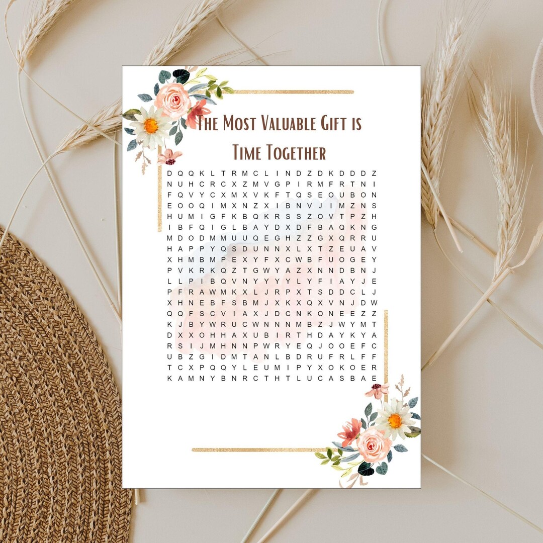 Sopa de letras personalizada / Juego y regalo para fiestas / Cumpleaños ...