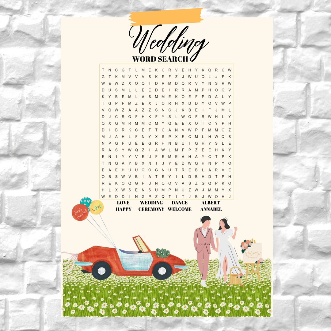 Personalized Wedding Game Wedding Bride Word Search Creative Bridal ...