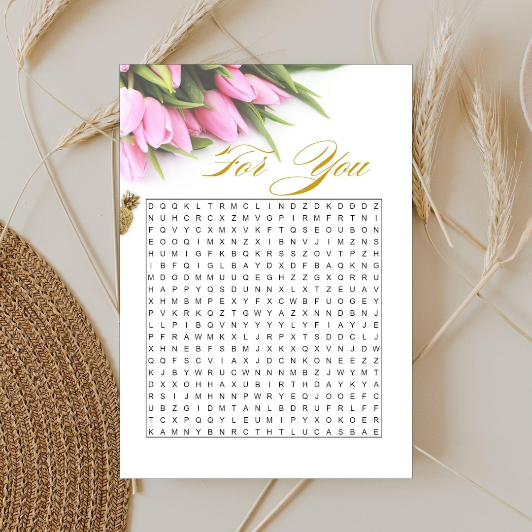 Personalized Word Search Puzzle | Custom Birthday, Baby Shower, Bridal ...