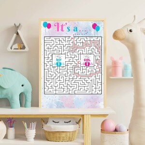 Printable Boy or Girl Gender Reveal Maze Game Baby Shower Party Gender ...