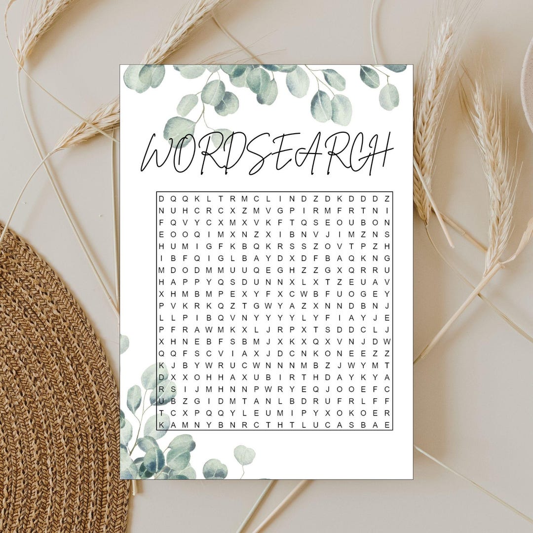 Personalized Word Search Puzzle | Custom Birthday, Baby Shower, Bridal ...