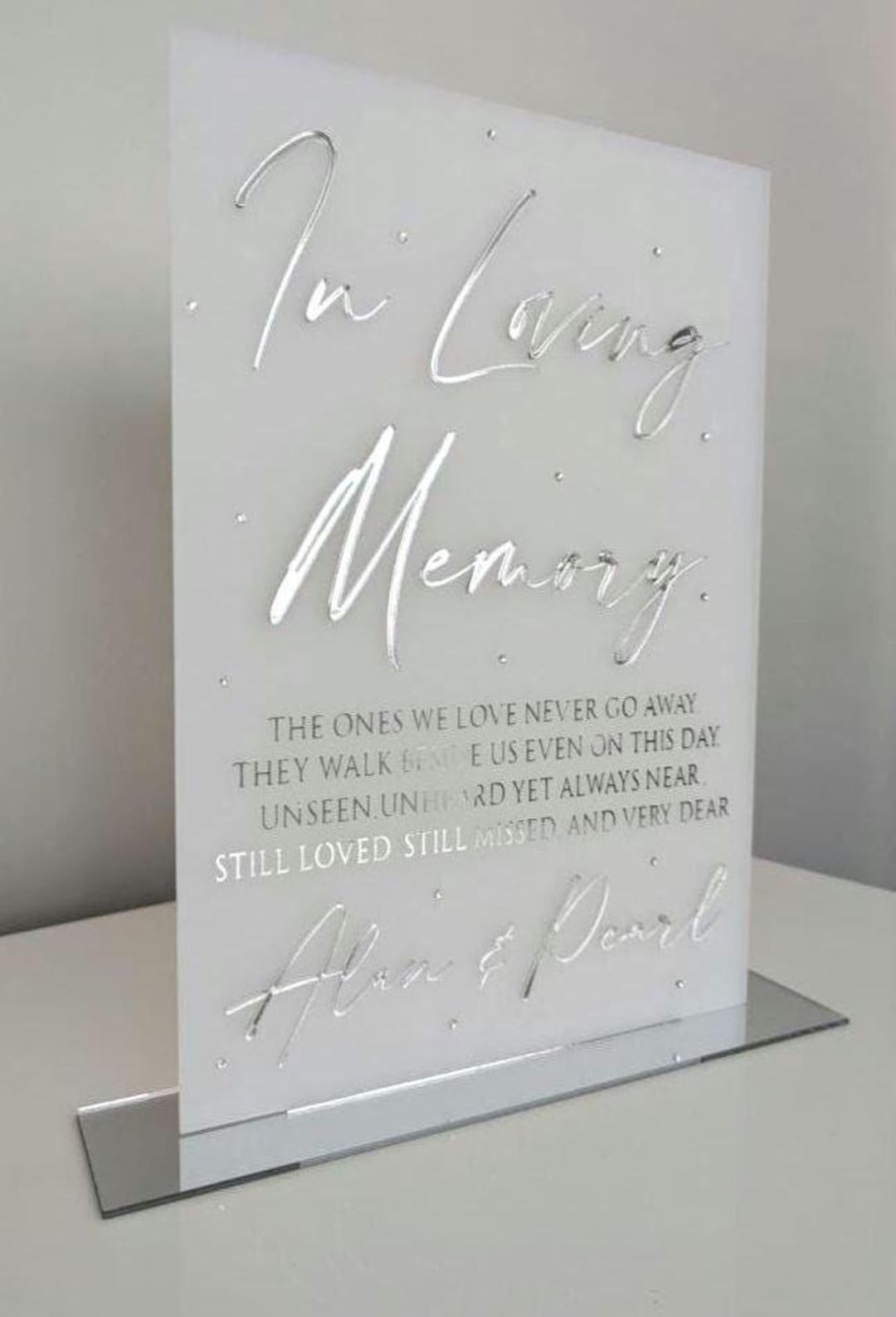 Frosted Acrylic Wedding Memorial Sign: Crystal Embellished, Silver ...
