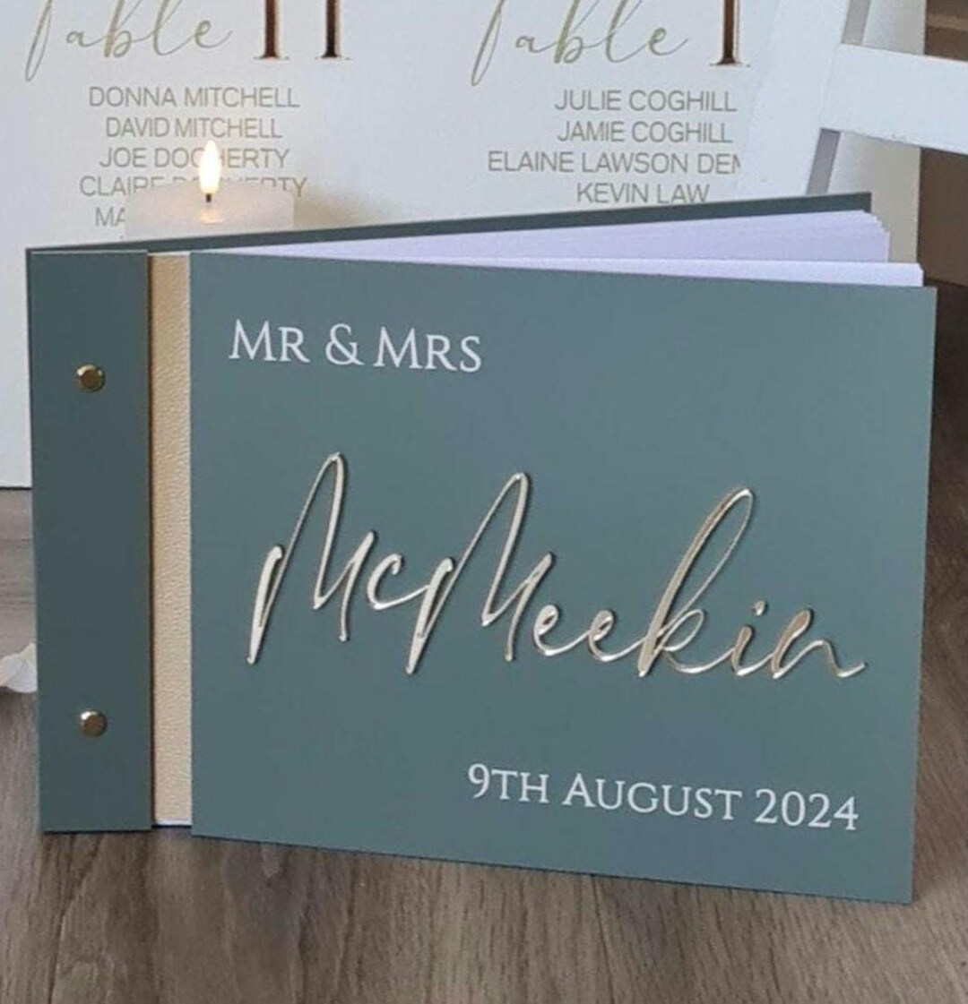 Acrylic Wedding Guestbook: Personalized Signing Keepsake, A4 Landscape ...
