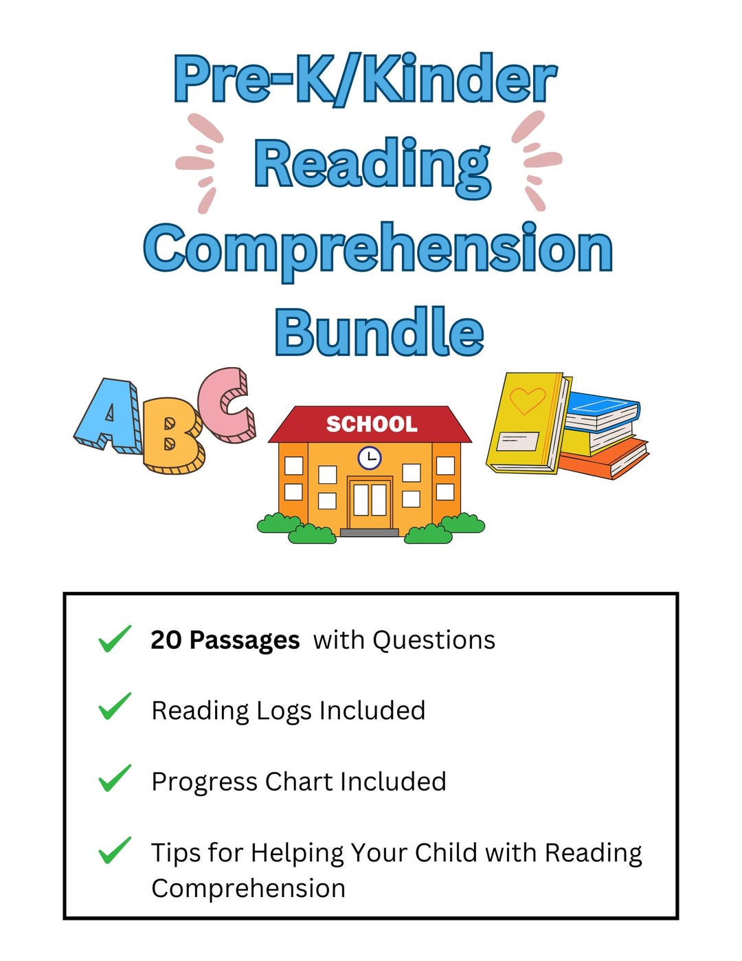 Pre-k Reading Comprehension Summer Activity Workbook: 20 Passages ...