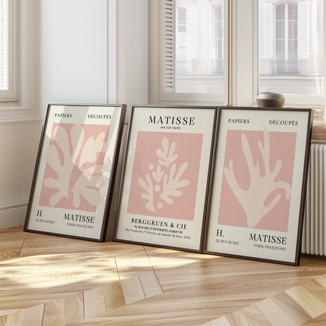 Henri Matisse Poster Set, Papiers Découpés, Pink Minimalist Art, Modern ...